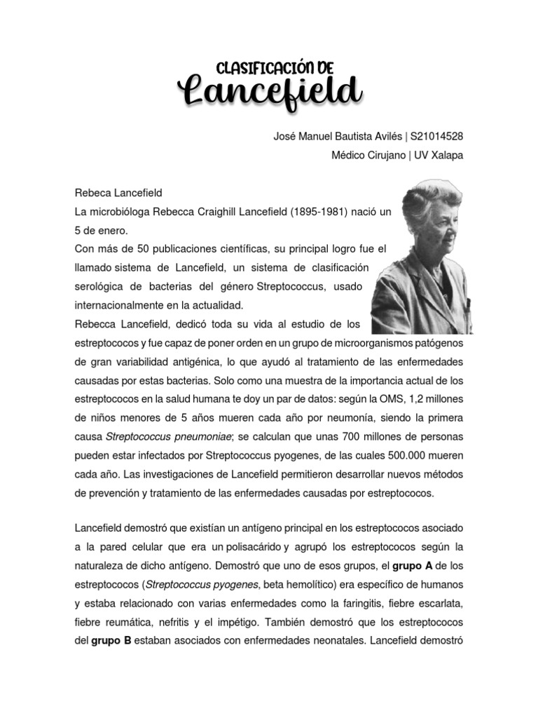 Clasificación de Lancefield en Estreptococos | PDF | Estreptococo ...