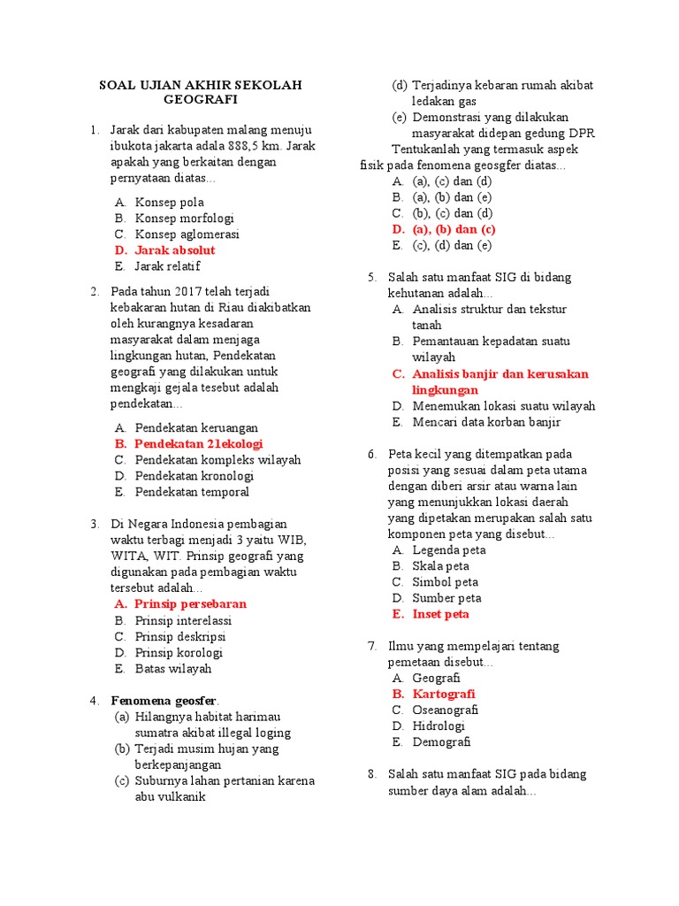 SOAL UJIAN AKHIR SEKOLAH DAN KUNCI | PDF