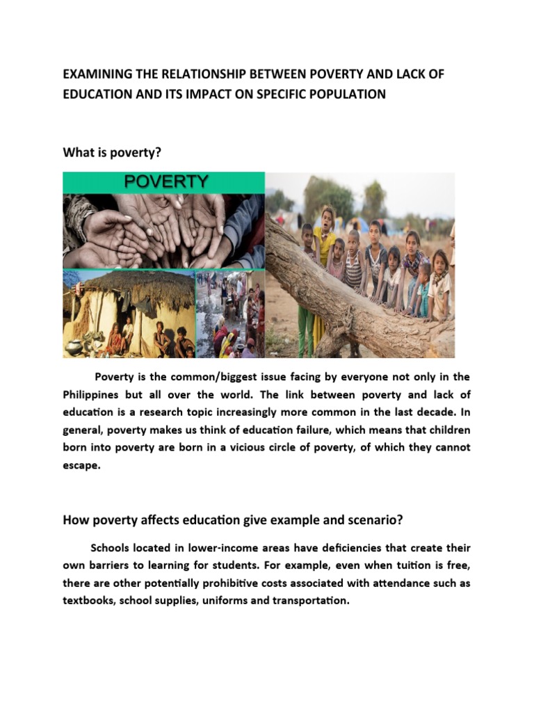 Examining The Relationship Between Poverty and Lack of Education and ...