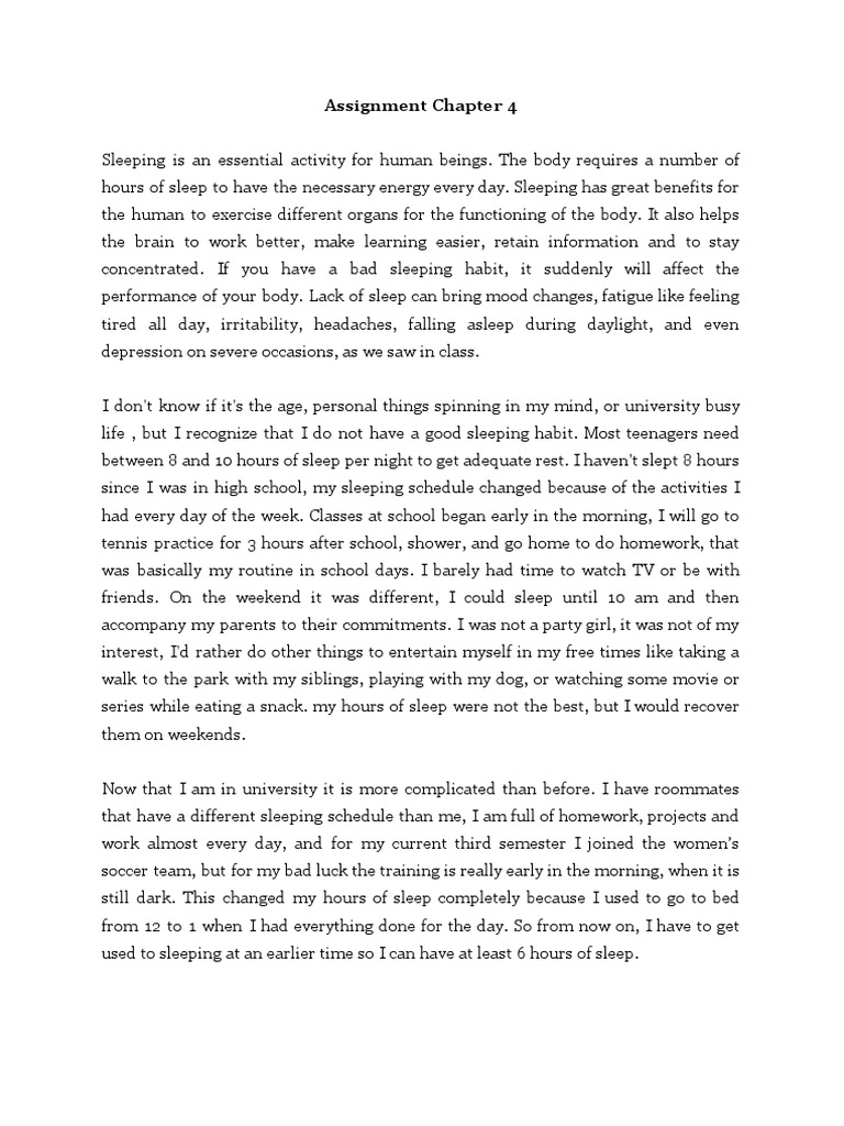 Assignment Chapter 4 | Download Free PDF | Sleep | Psychology