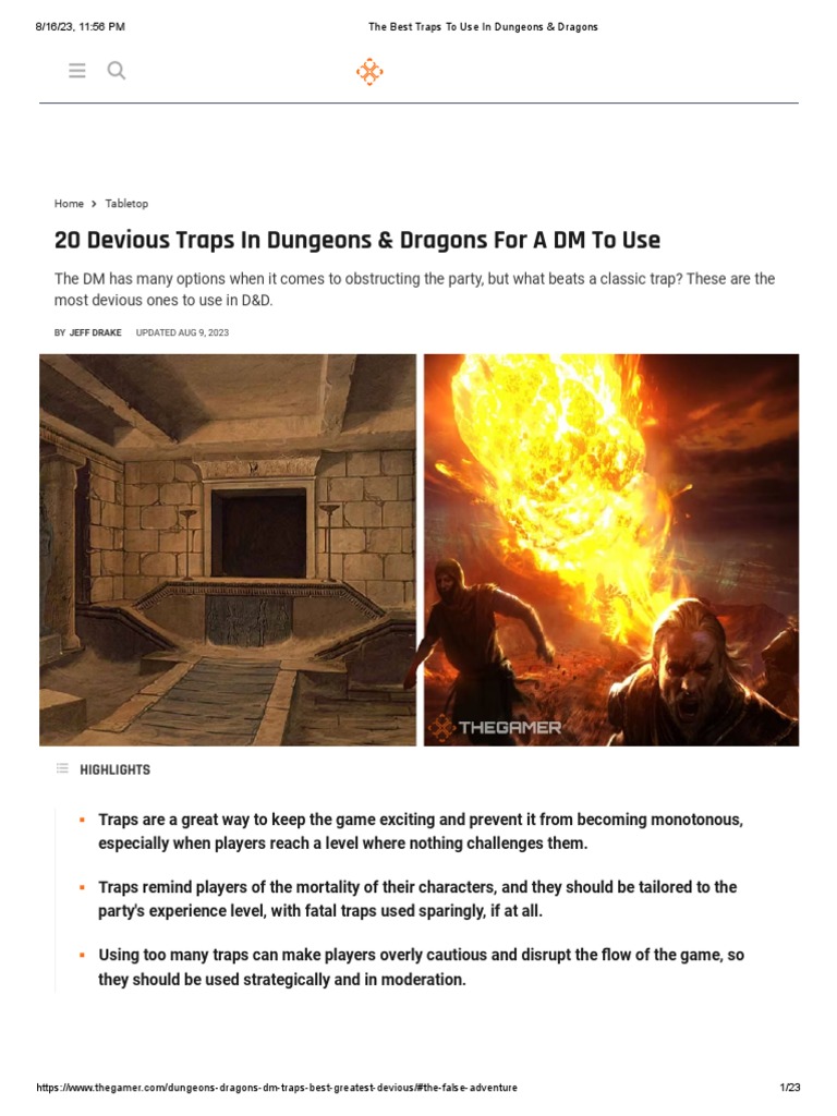 The Best Traps To Use in Dungeons & Dragons | PDF | Dungeons & Dragons ...
