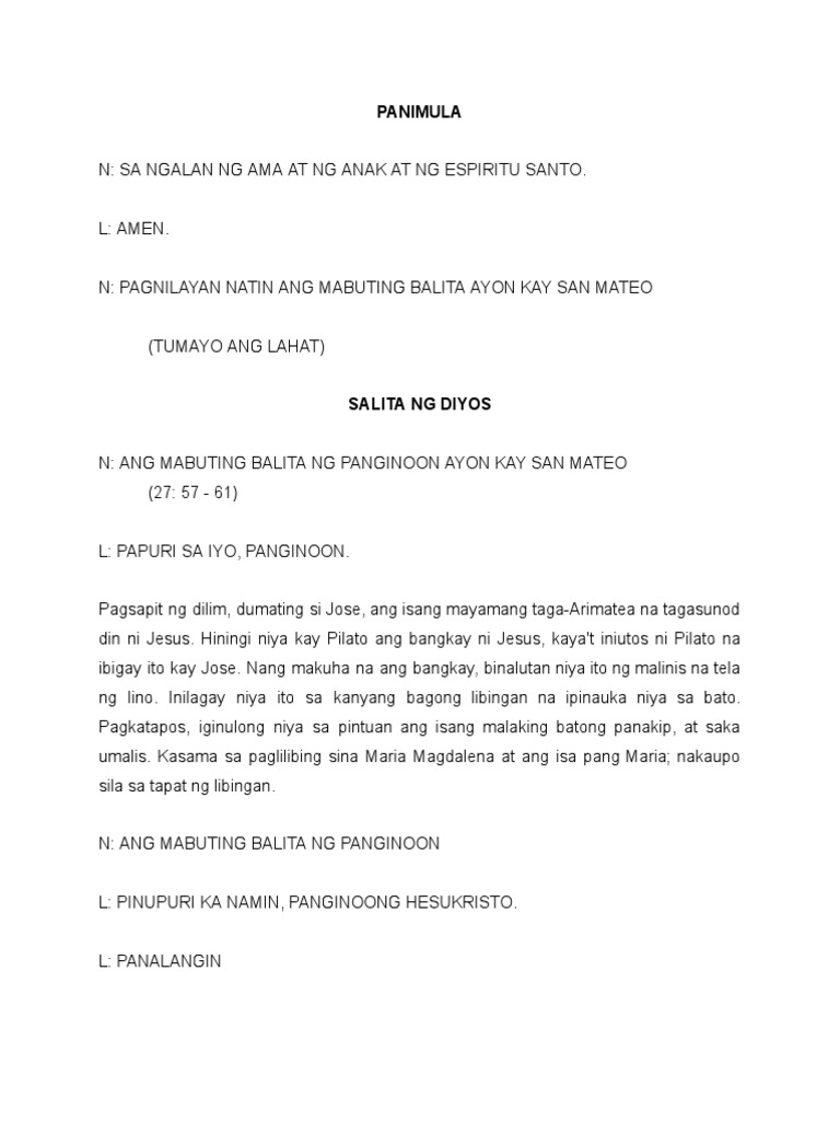 VIGILIA para Sa Mahal Na Poong Santo Entierro | PDF