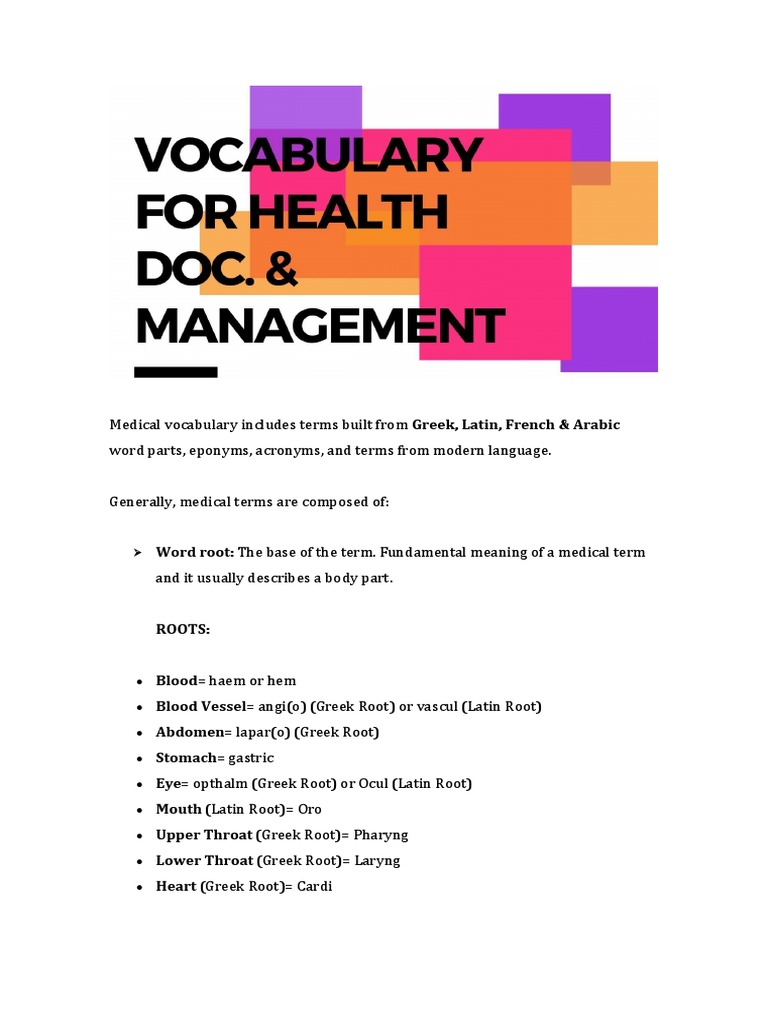 Vocabulary of Health | Download Free PDF | Anatomical Terms Of Motion ...