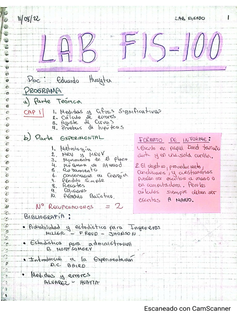 Apuntes LAB FIS-100 | PDF
