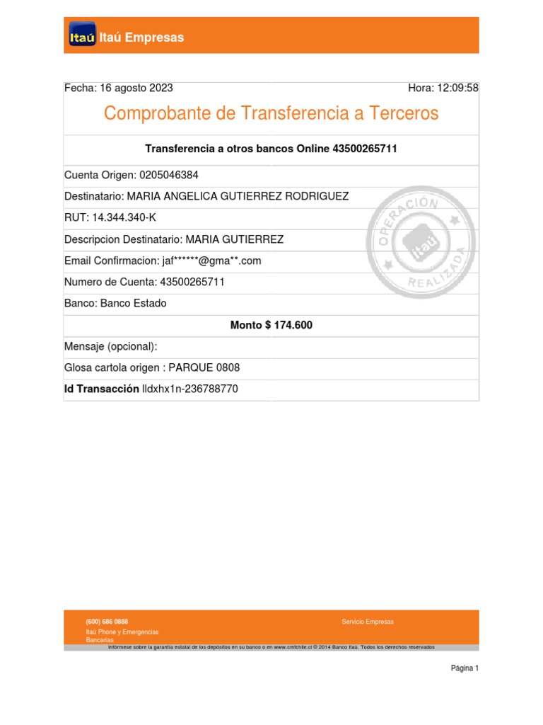 Comprobante Transferencia | PDF