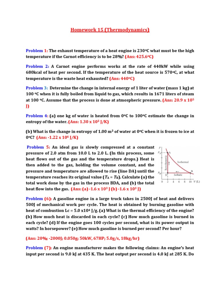 Homework 15 (Thermodynamics) | PDF | Temperature | Entropy