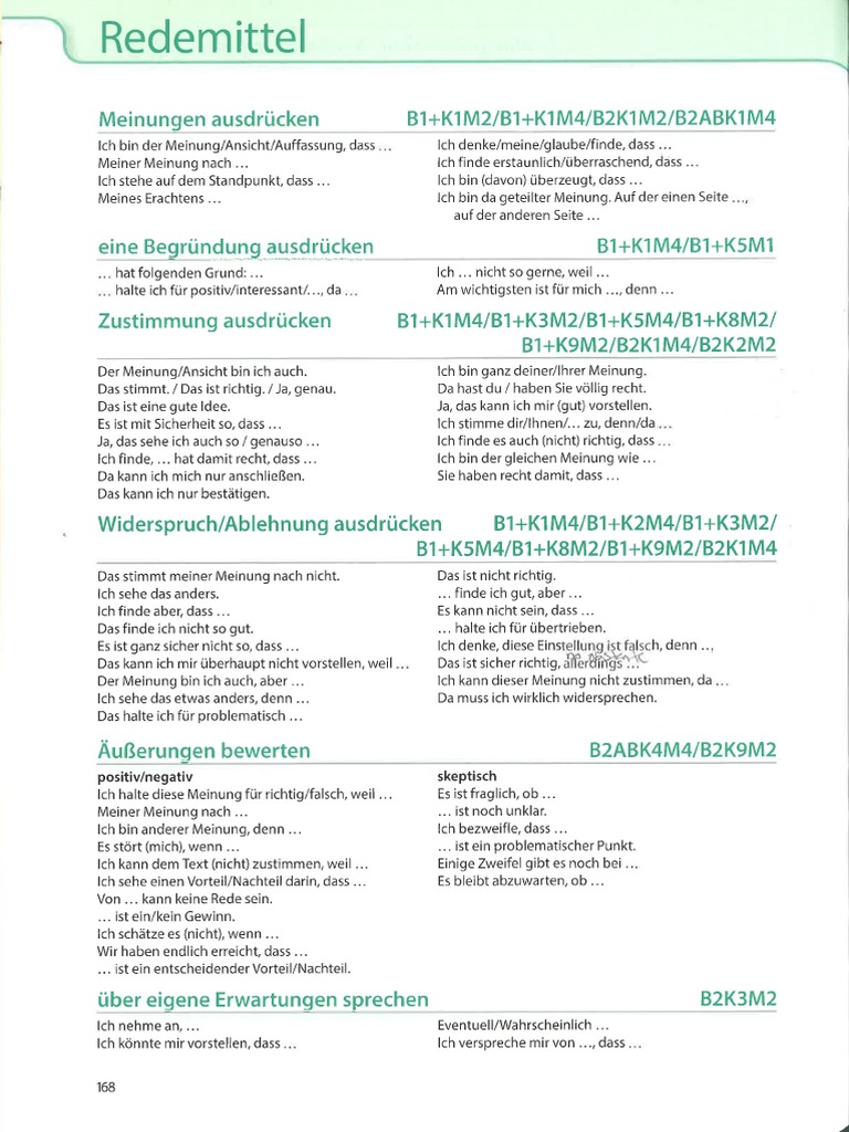 Redemittel B2 DEUTSCH | PDF