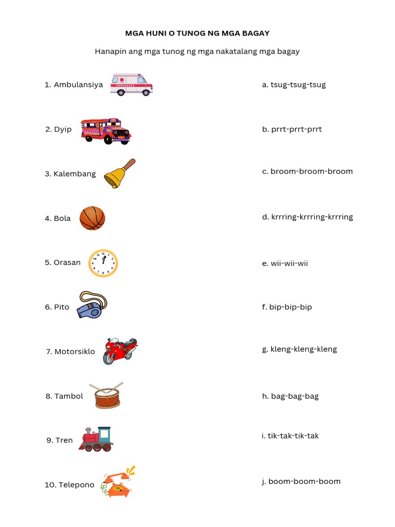 Mga Huni O Tunog NG Mga Bagay | PDF
