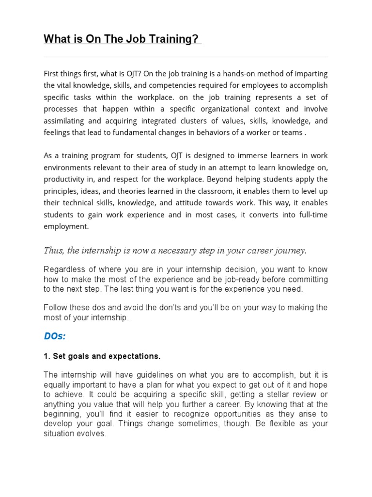 Understanding On-the-Job Training | PDF | Job Hunting | Internship