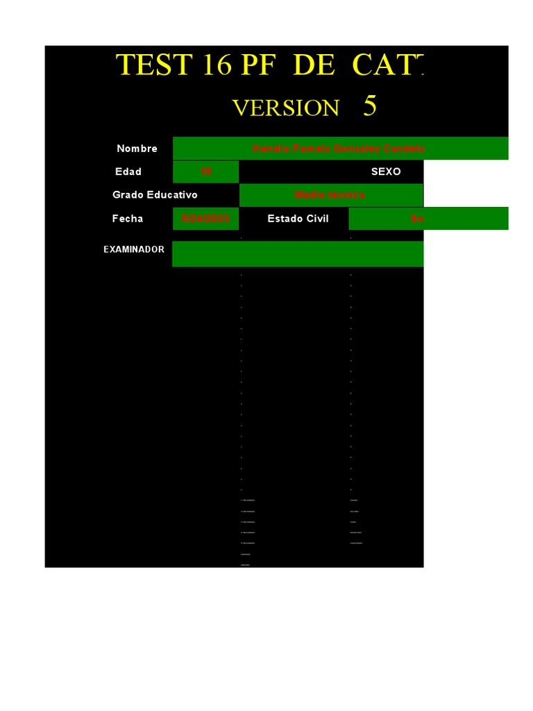 TEST 16PF-5 Kendra Pamela Gonzalez | PDF