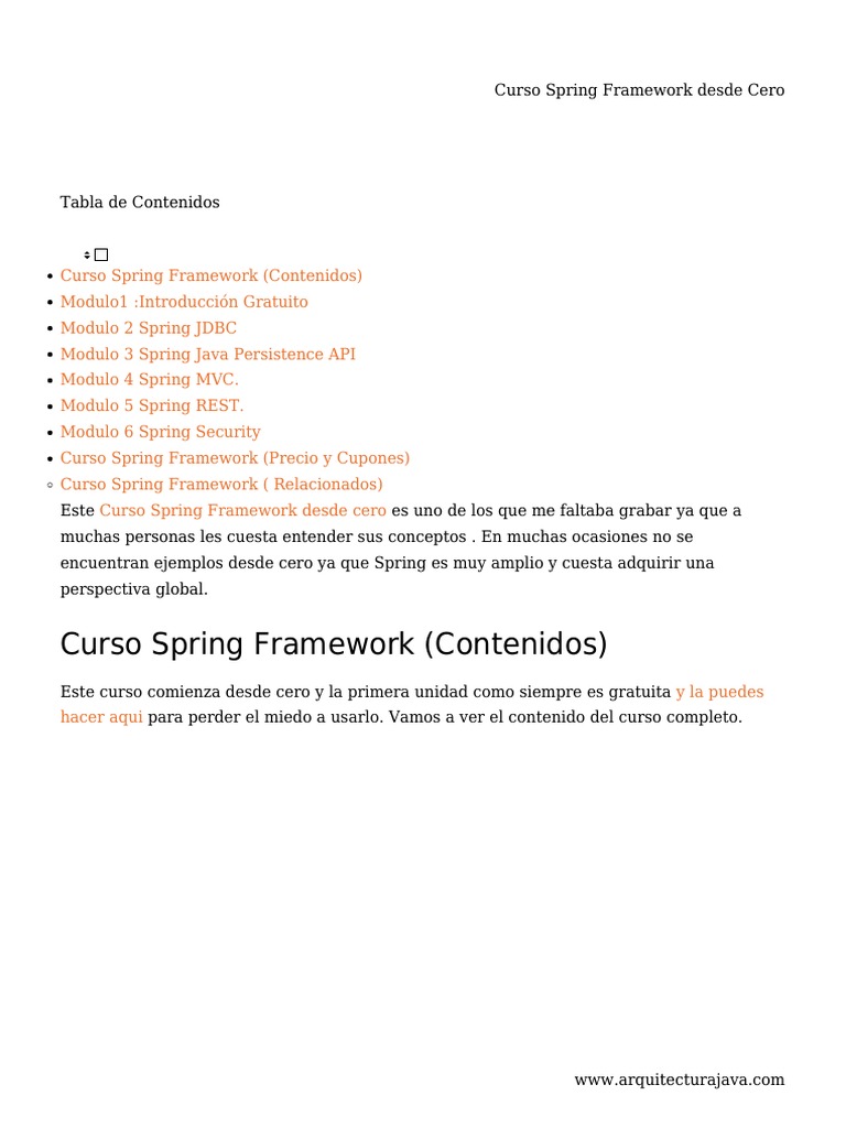 Curso Spring Framework Desde Cero | PDF