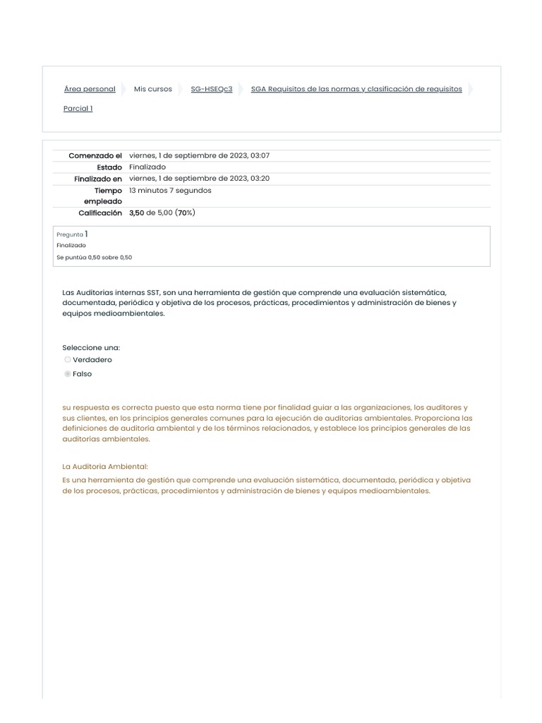 Parcial 1 - HSEQ | PDF | Calidad (comercial) | Organización internacional para la estandarización
