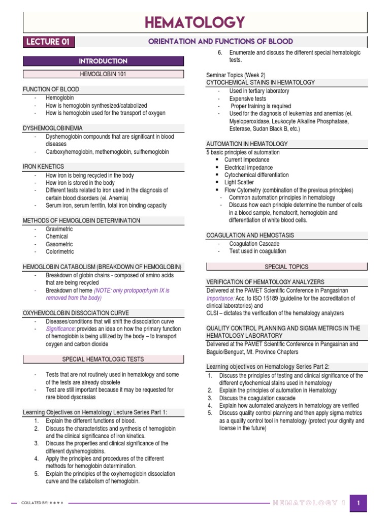 MTAP Hema 1 W7 FINAL | PDF | Hemoglobin | Blood