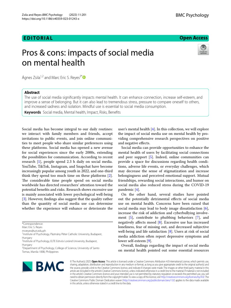 Pros & Cons Impacts of Social Media | PDF | Social Media | Popular ...