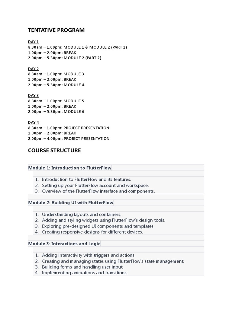 Tentative Program & Course Structure | PDF