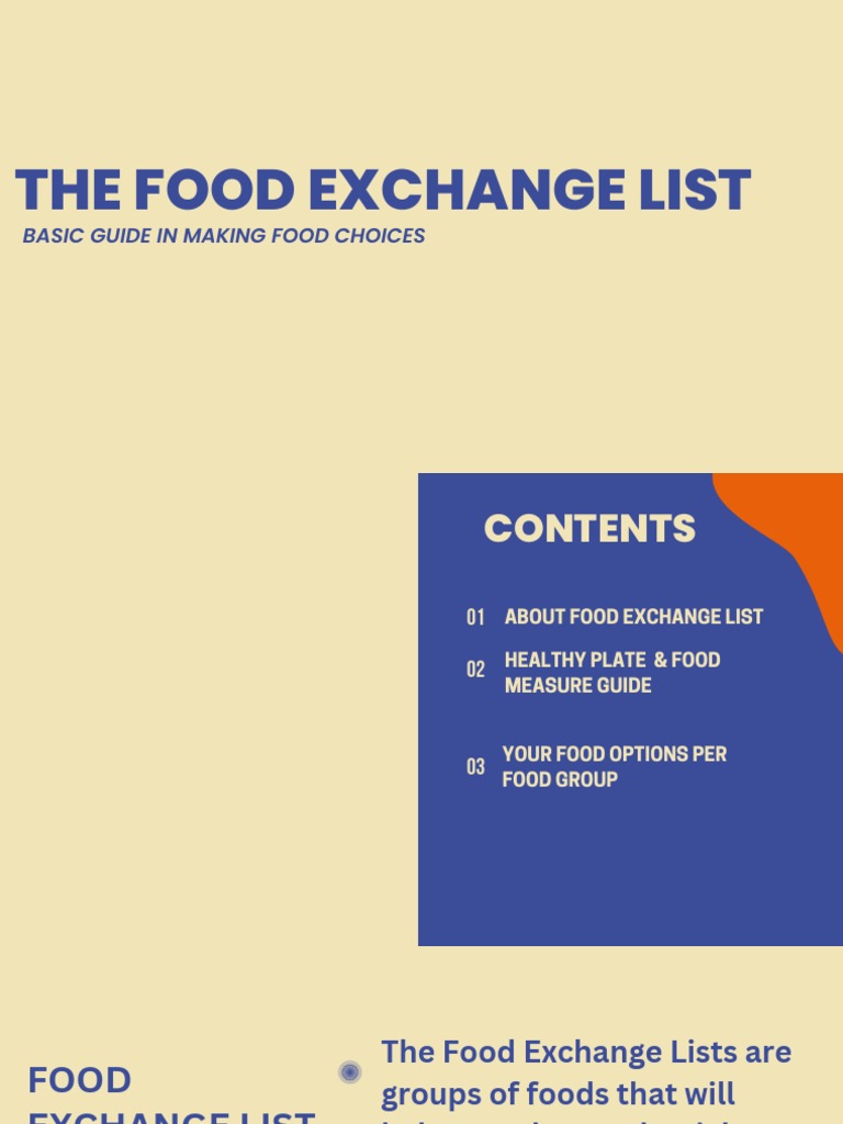 Food Exchange List: A Nutritional Guide | PDF