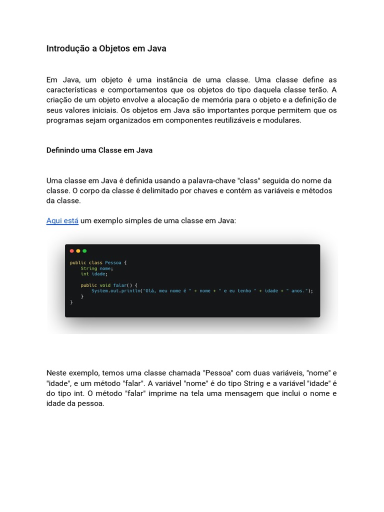 Introdução A Objetos Em Java Pdf Classe Programação De 4774