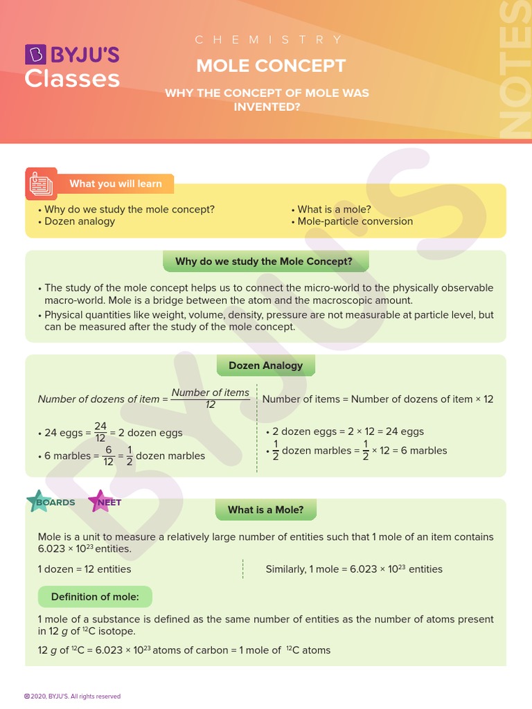 1-Why The Concept of Mole Was Invented | PDF | Mole (Unit) | Nature