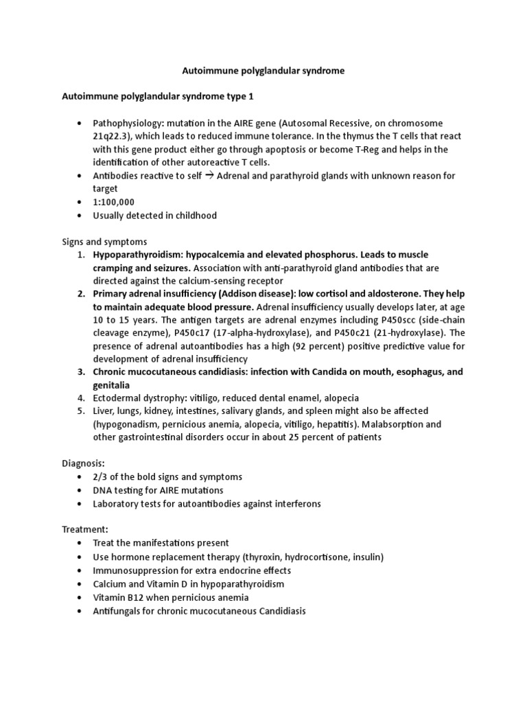 Autoimmune Polyglandular Syndrome Review | PDF | Adrenal Gland ...
