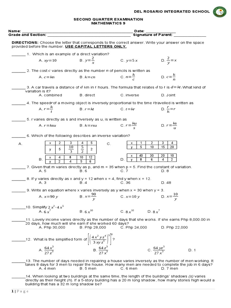 Q2 - Math 9 - Periodical Exam | PDF | Exponentiation | Square Root