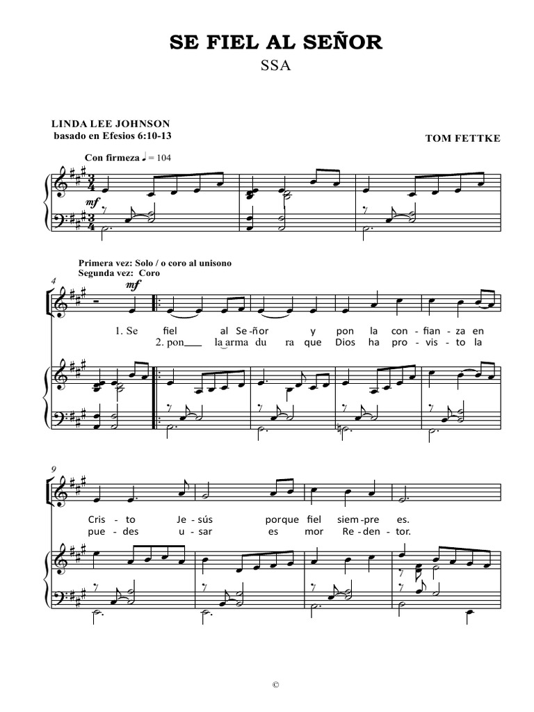 SE FIEL AL SEÑOR SSA - Partitura Completa | PDF