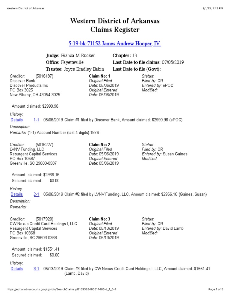 James Andrew Hooper Banckruptcy | PDF | Personal Finance | Financial ...