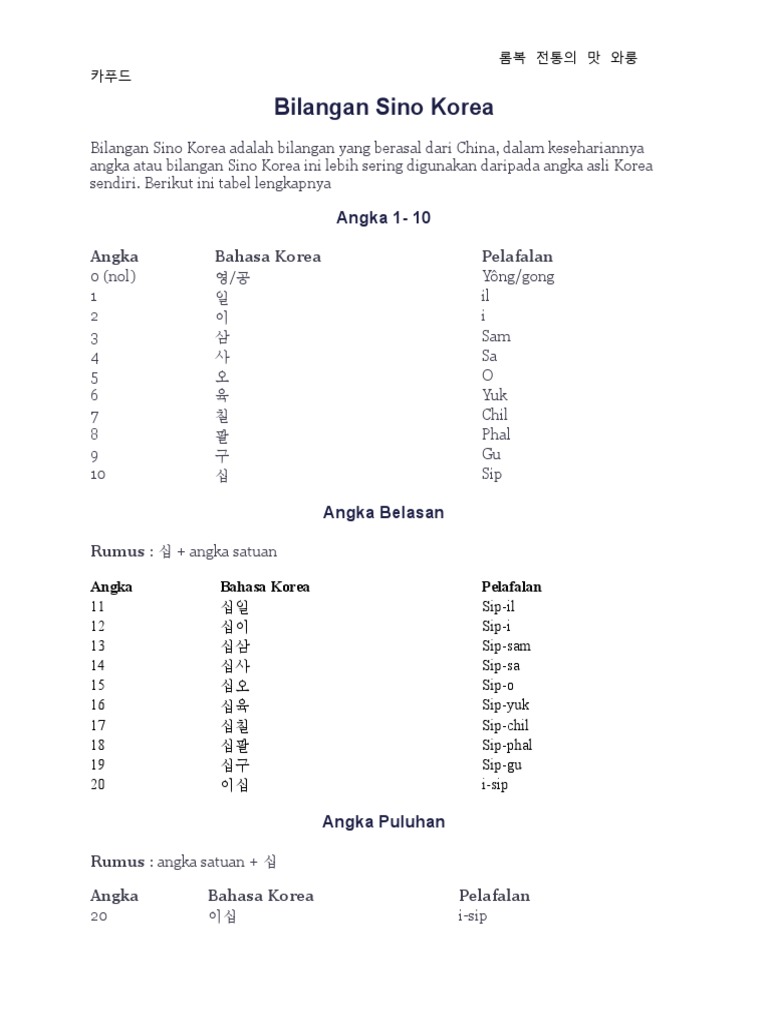 Bilangan Sino Korea | PDF