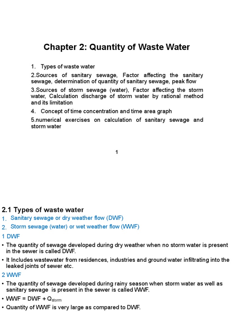Wastewater Quantity and Flow Calculations | PDF | Sewage | Sanitary Sewer