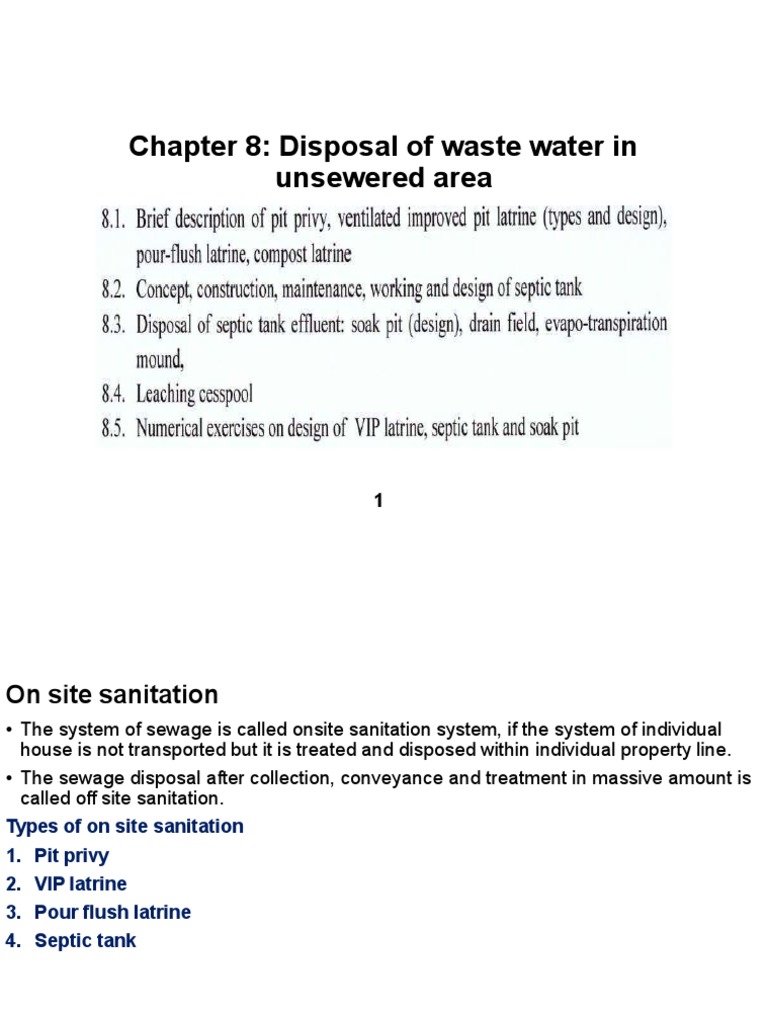 Waste Water Disposal in Unsewered Areas | PDF | Sanitation | Septic Tank