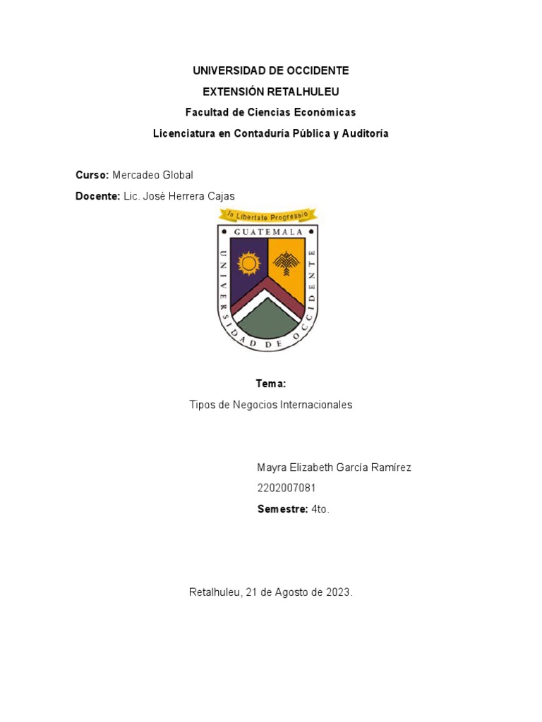 Tipos De Negocios Internacionales Pdf Negociación Negocios