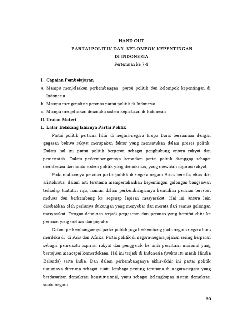 Partai Politik Dan Sistem Kepartaian | PDF