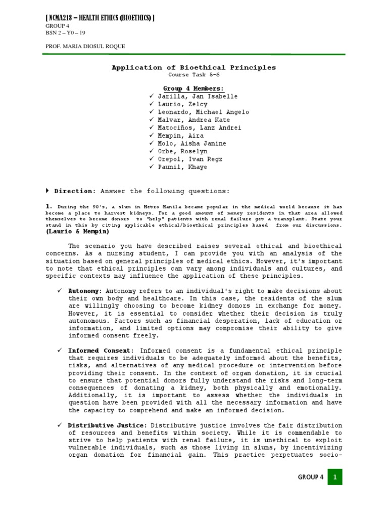 Bioethics in Organ Donation | PDF | Organ Donation | Kidney Transplantation