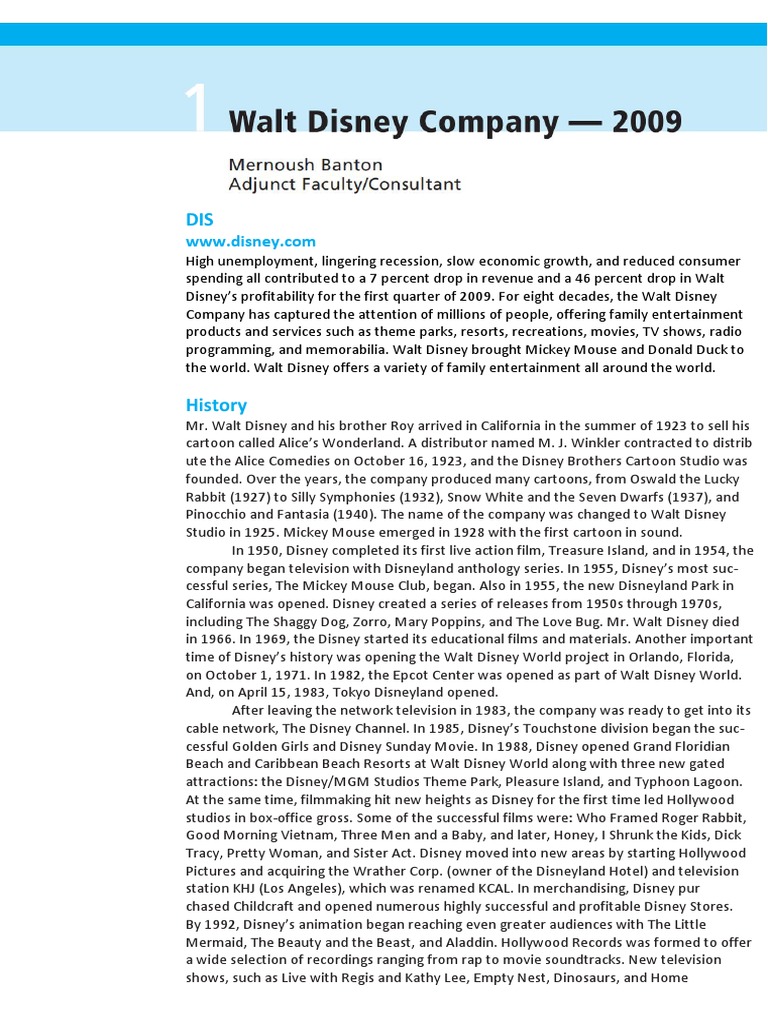 Disney's Revenue Decline and History | PDF | The Walt Disney Company ...