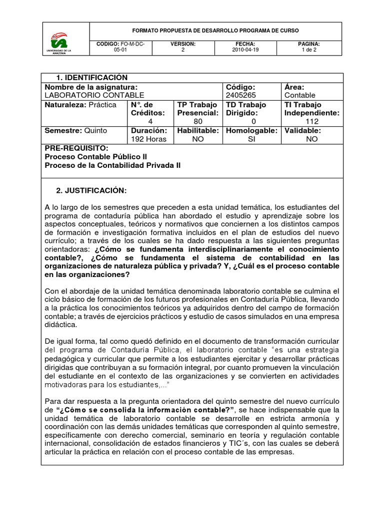 Laboratorio Contable | PDF | Contabilidad | Plan de estudios