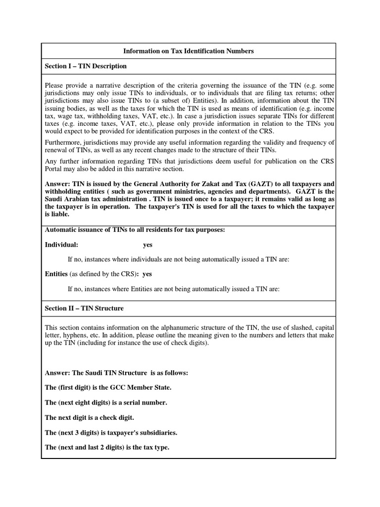 SaudiArabia TIN | PDF