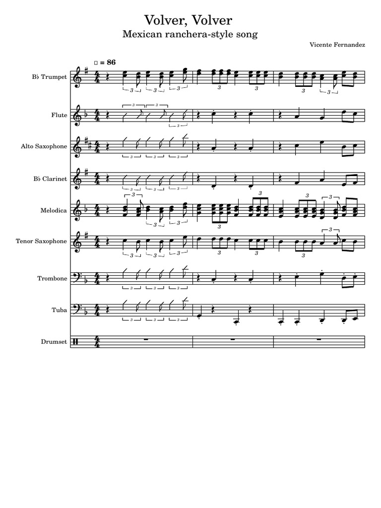 Volver Volver Vicente Fernndez | PDF | Woodwind Instruments | Music Of ...