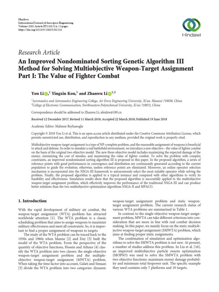 An Improved Nondominated Sorting Genetic Algorithm III | PDF | Mathematical Optimization ...