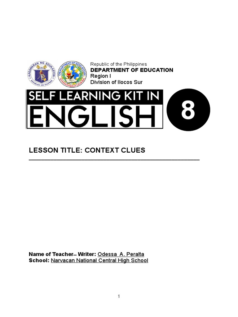 English Grade 8 Q1 SLK 1 - Context Clues | PDF | Vocabulary | Maize English Grade 8 Q1 SLK 1 - Context Clues | PDF | Vocabulary | Maize