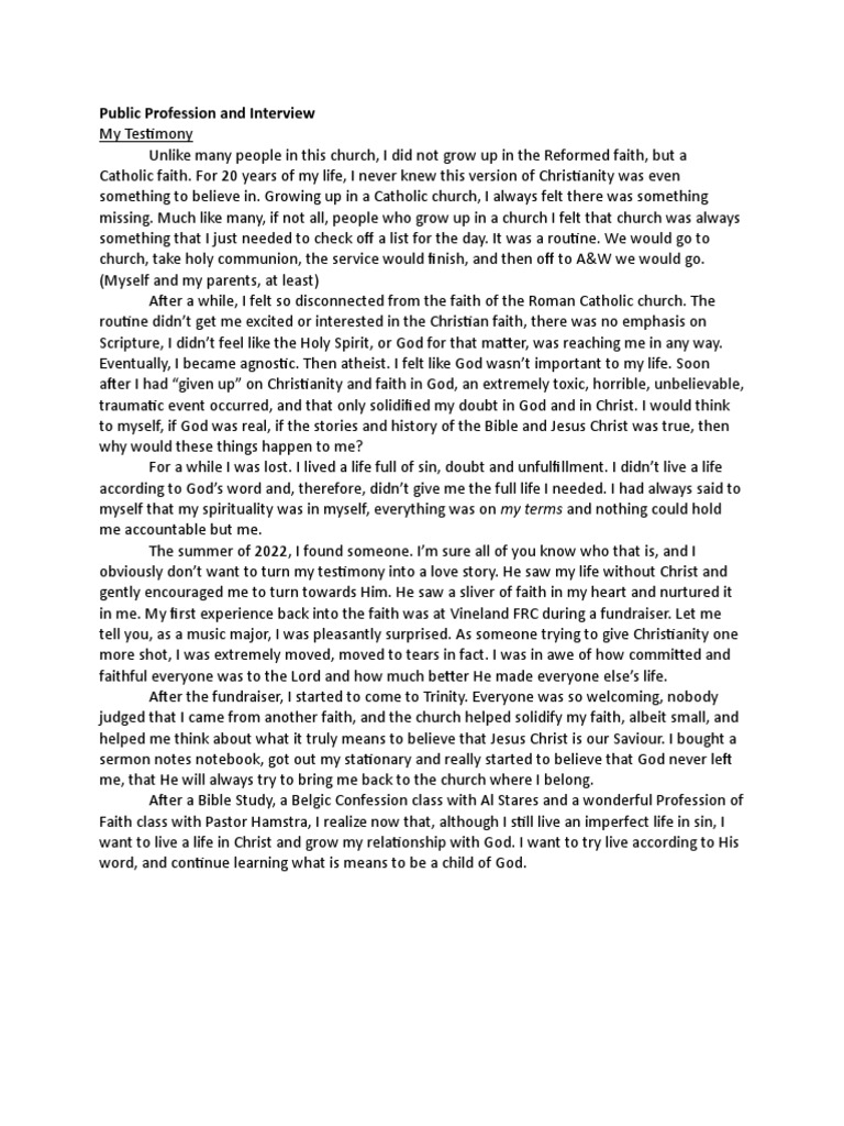 Public Profession and Interview | PDF | Christian Church | Faith