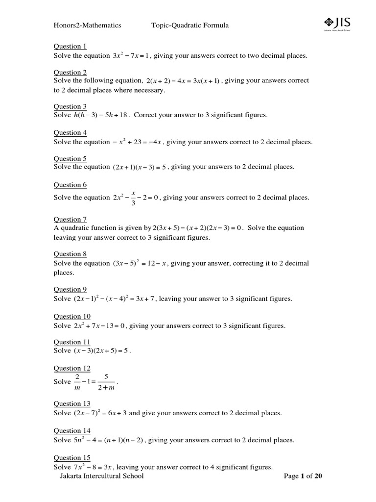 Quadratic - Formula With Solutions | PDF | Mathematical Objects | Equations