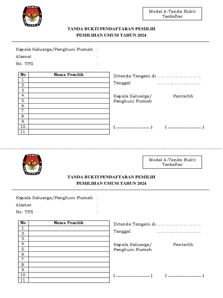 Formulir Model-A Tanda Bukti Terdaftar | PDF Formulir Model-A Tanda Bukti Terdaftar | PDF