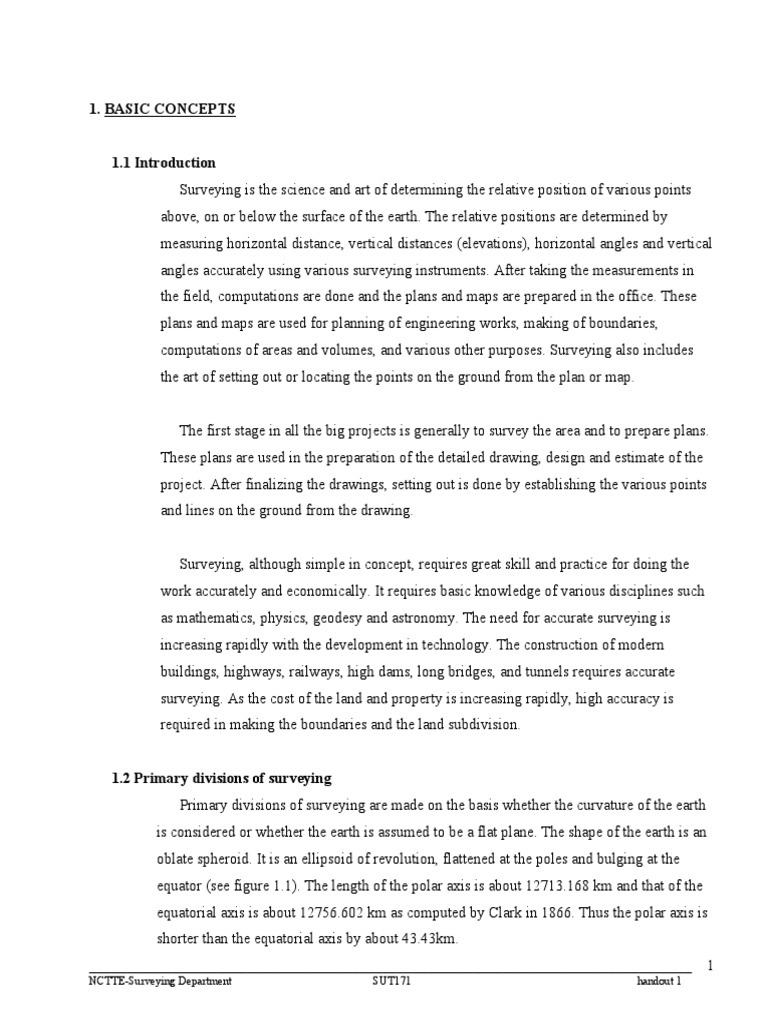 Handout 1 | Download Free PDF | Surveying | Geodesy
