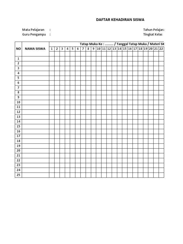 Format Absen Dan Nilai Siswa | PDF