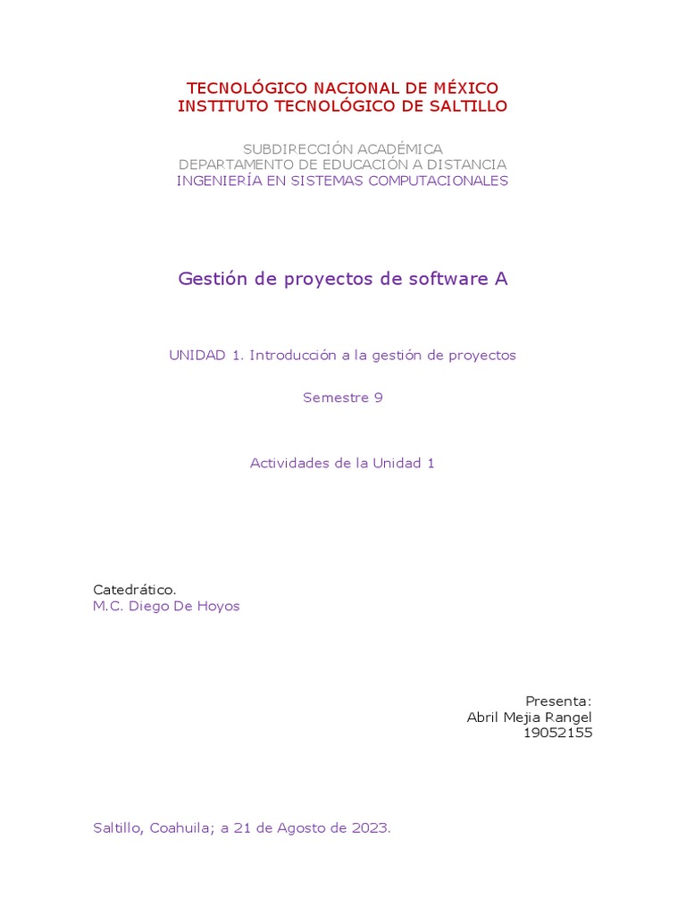 Actividad 1.3 Gestion Proyect Software Abril M | Descargar gratis PDF | Gestión de proyectos ...