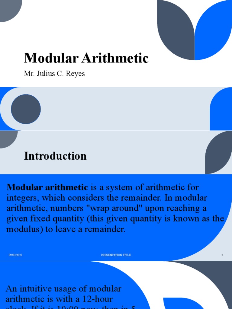 Modular Arithmetic | PDF | Arithmetic | Elementary Mathematics Modular Arithmetic | PDF | Arithmetic | Elementary Mathematics