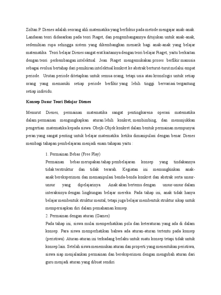 Bunyi Teori Dienes | PDF