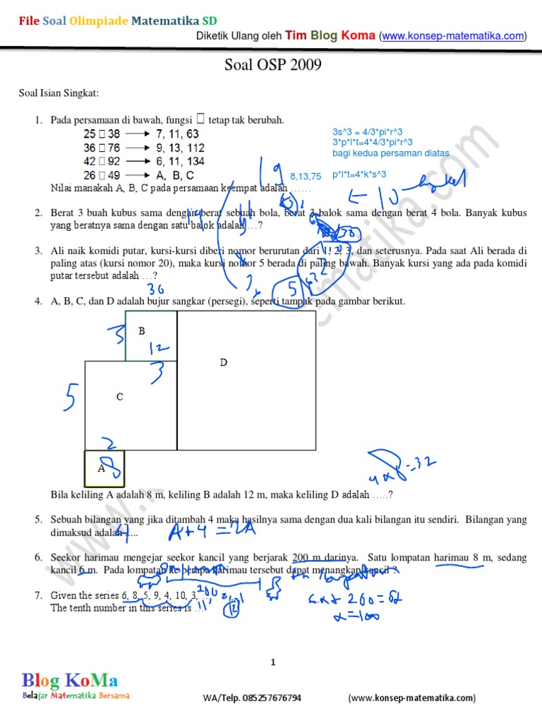 2009 Soal OSP Matik SD | PDF | Metode & Bahan Ajar