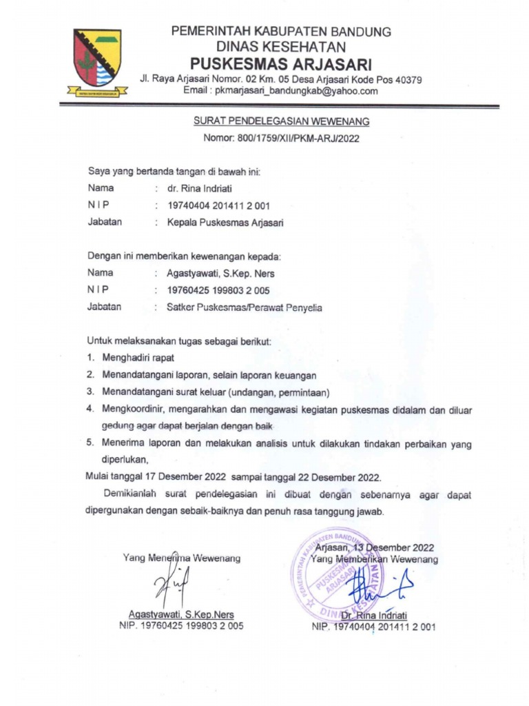 Surat Pendelegasian Wewenang Manajerial Pdf