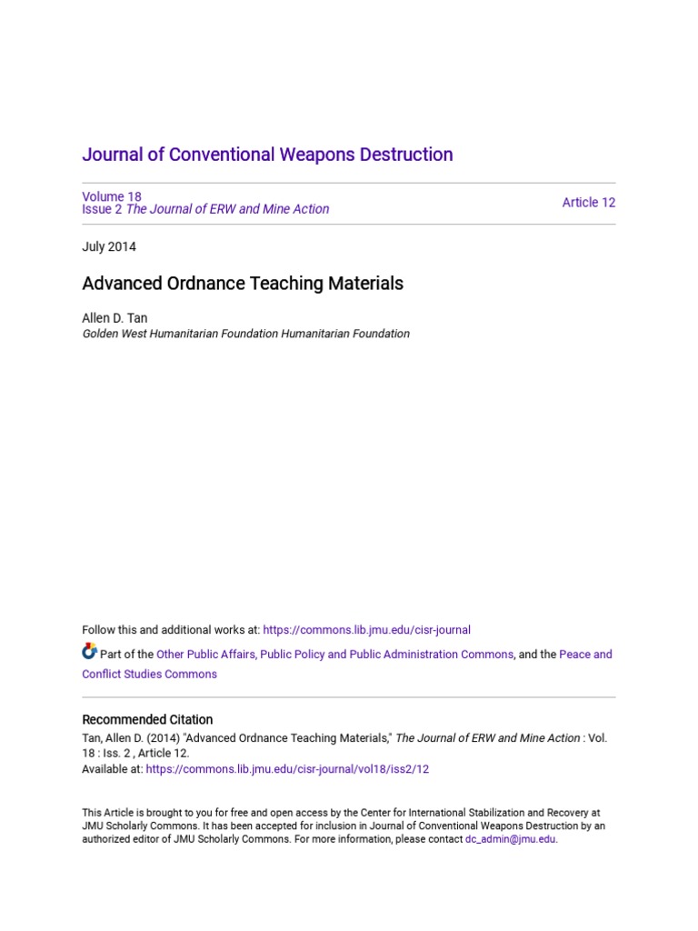 Advanced Ordnance Teaching Materials | PDF | Bomb Disposal | Ammunition