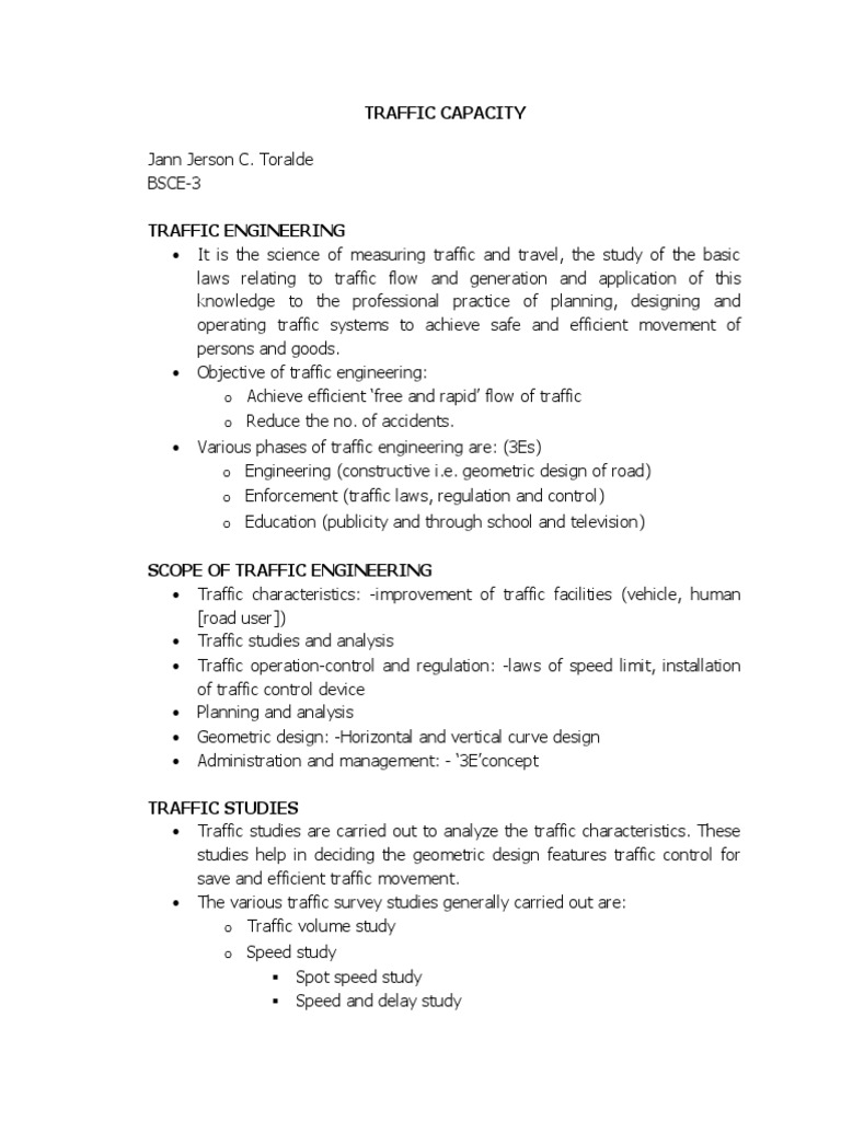 Traffic Capacity | PDF